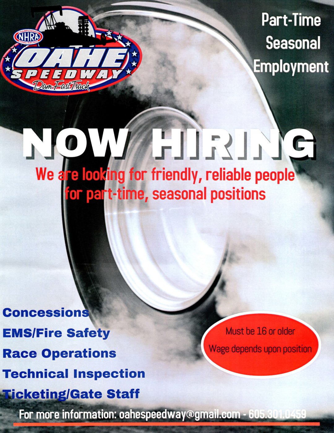 Help Wanted - 2018 Season - Oahe Speedway